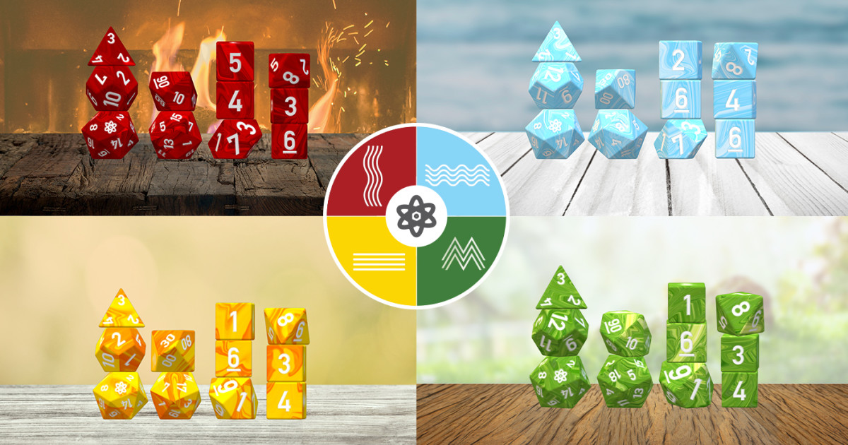 Polyhedral Dice Sets, Atomic Dice, The 4 Elements | Indiegogo