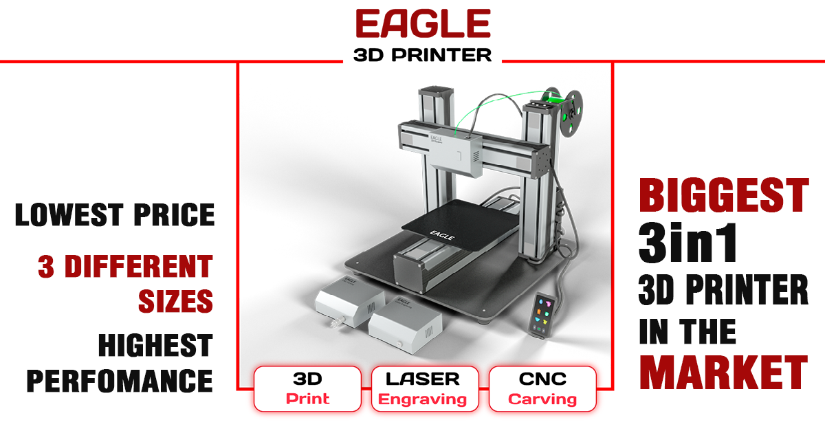 EAGLE 3D PRINTER with 3-IN-1 LASER, CNC | Indiegogo