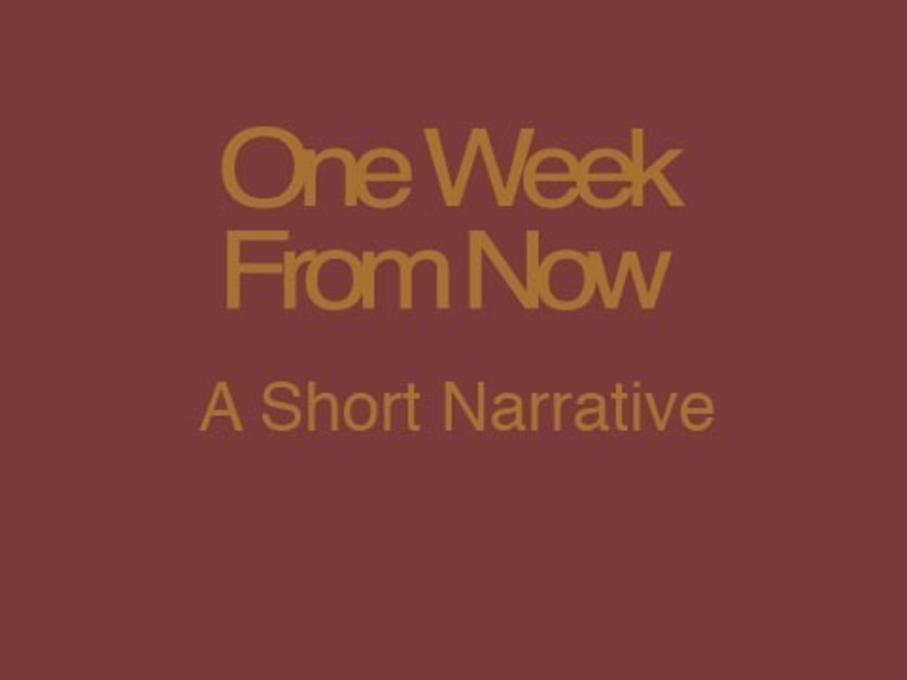 One Week From Now: A Short Film | Indiegogo