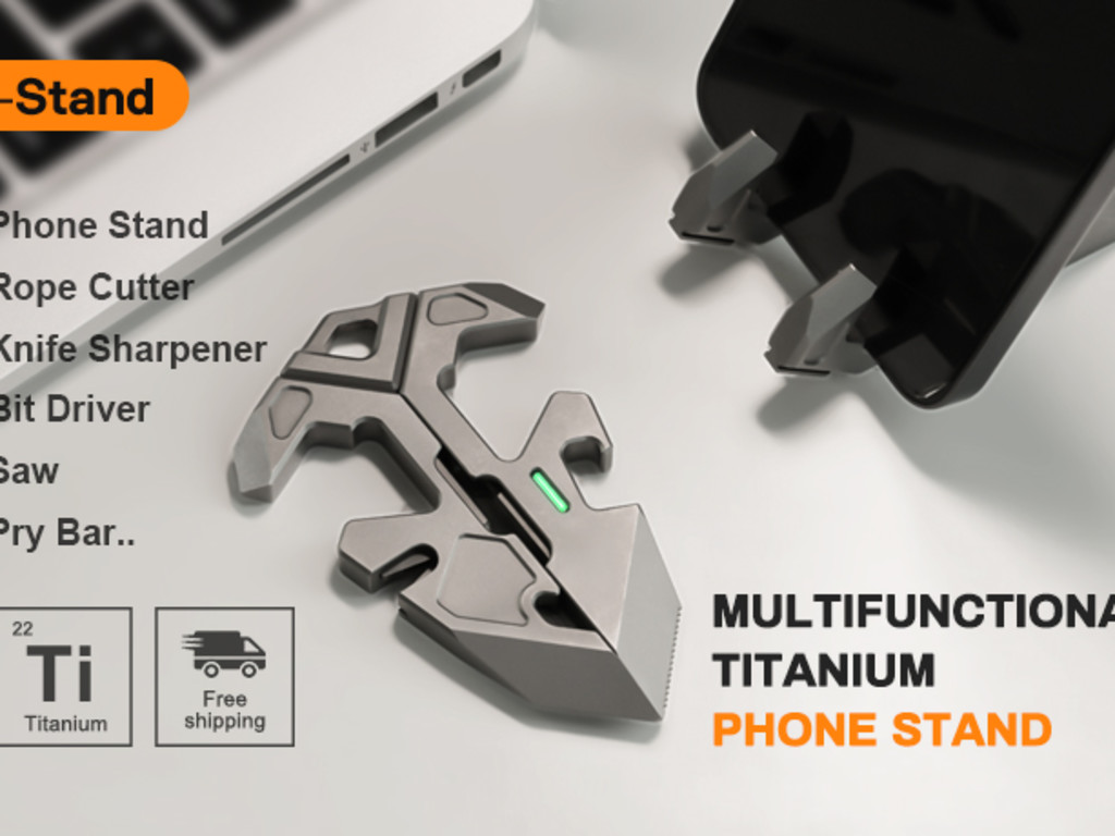 V-Stand: Titanium Multi-Tool Phone Stand for EDC | Indiegogo