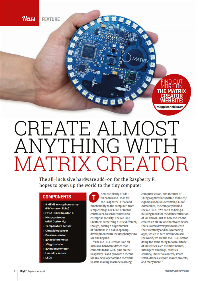 MATRIX Creator: IoT Computer Vision Dev Board #Pi | Indiegogo