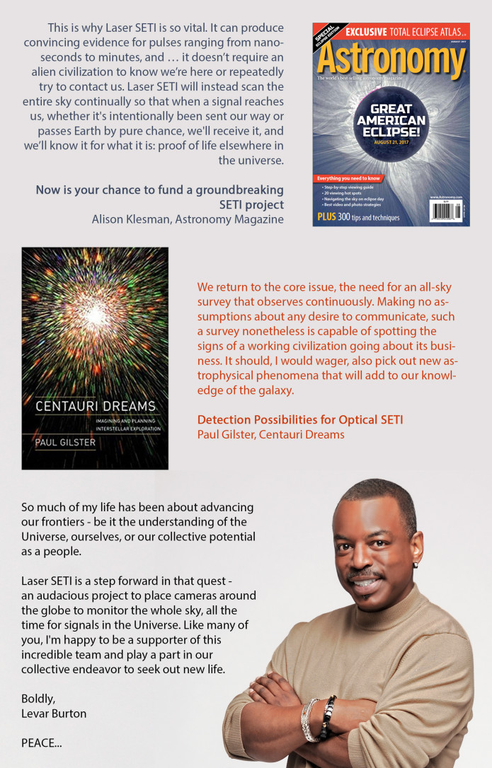 Laser SETI: First Ever All-Sky All-the-Time Search | Indiegogo