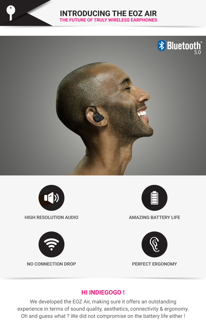 EOZ Air - World's Most Advanced Wireless Earphones | Indiegogo