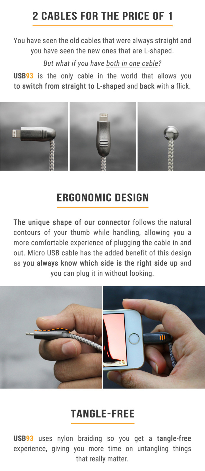 USB93 - Unbreakable cable with rotatable connector | Indiegogo