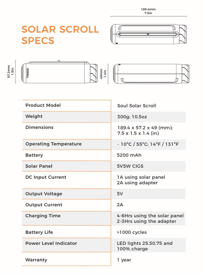 SOUL Solar Scroll - The Ultimate Solar Charger | Indiegogo