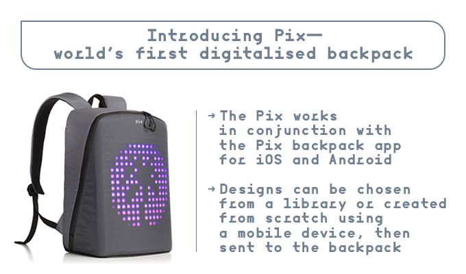 Pix - smart customizable backpack | Indiegogo
