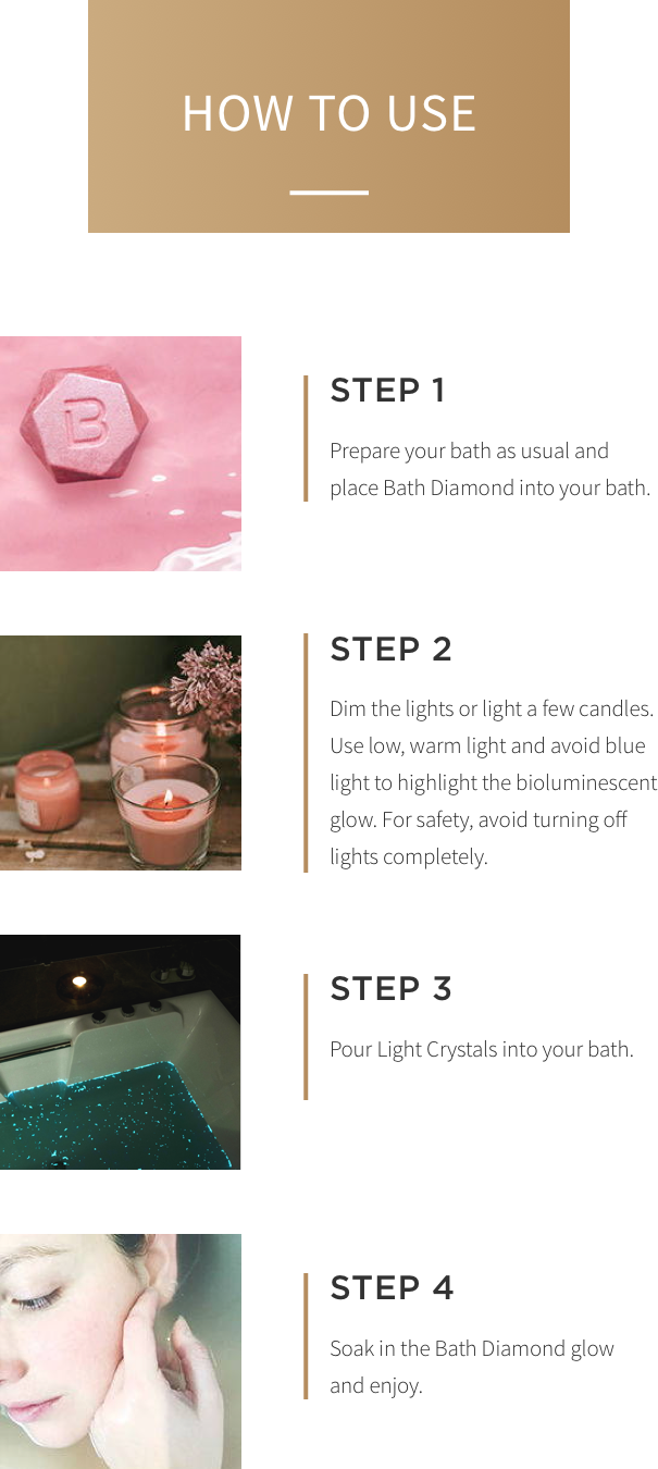 Bath Diamond: Bath Bomb with Natural Glow Crystals | Indiegogo