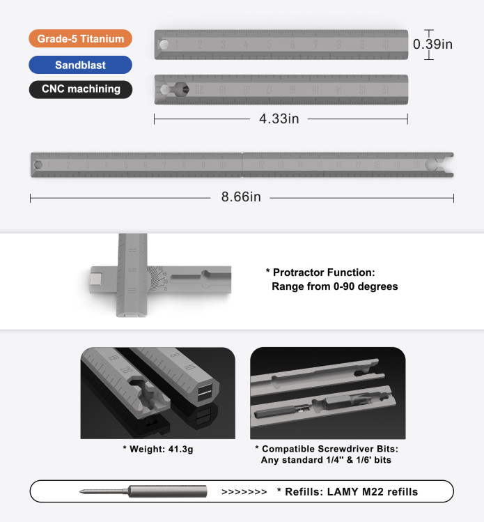 The Vortex - Titanium Multitool Ruler Pen | Indiegogo