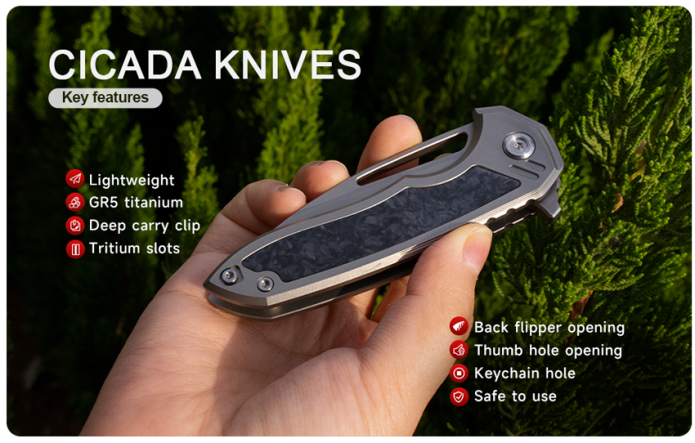 The Cicada Knife: Ti Handle with M390 Blade Knife | Indiegogo